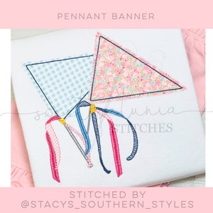 Pennant Banner Ribbon Bean Stitch Applique Fill Sketch Machine ...