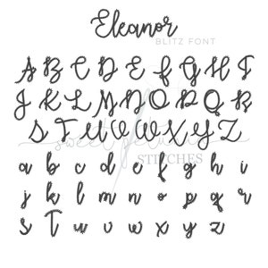 Eleanor Font Embroidered Font BX Blitz Stitch Stem Machine Embroidery ...
