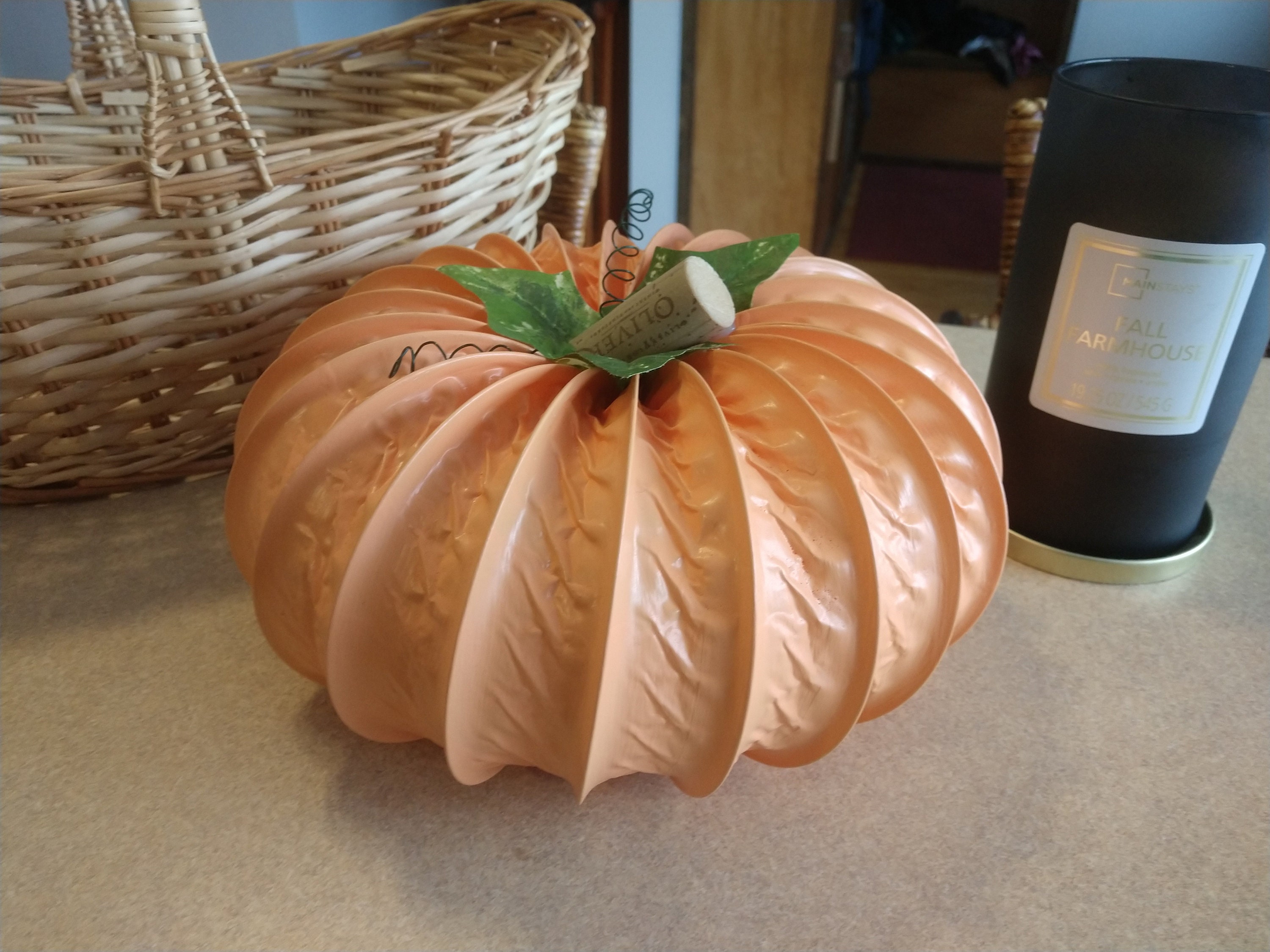 Dryer Vent Pumpkin, Recycled Materials, Hand Painted Orange, Fall Decor ...