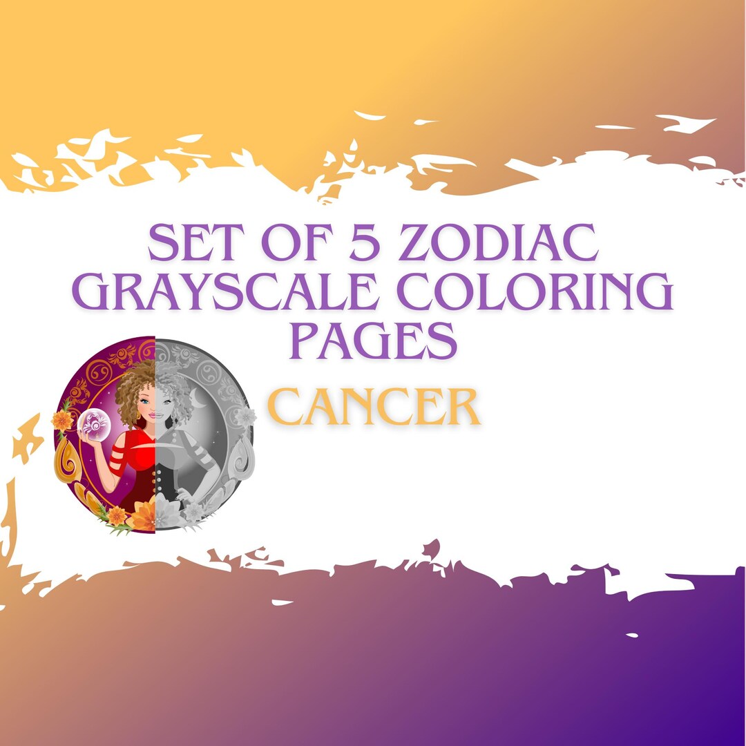 Grayscale Zodiac Coloring Pages, Women Horoscope Coloring Pages, Set of ...