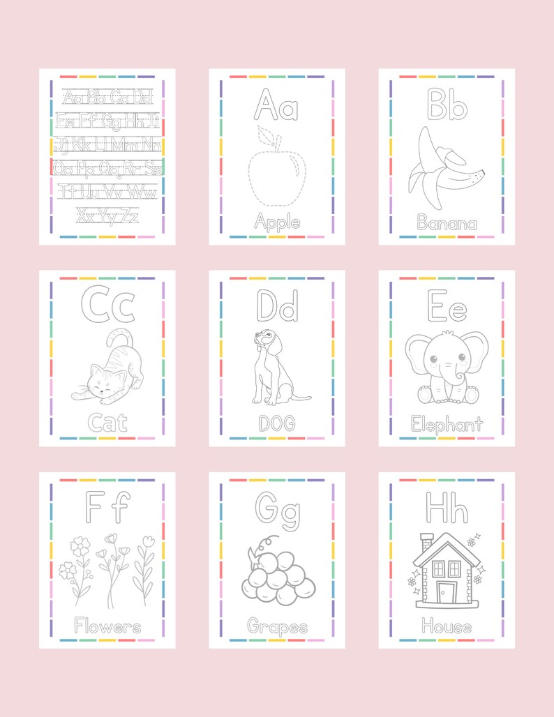 30 Alphabet Coloring Pages, Coloring Workbook, Preschool, Kindergarten ...