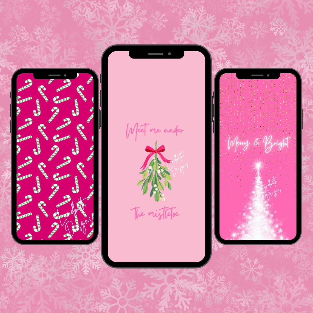 IPhone Pink Christmas Holiday Lock Screen and Wallpaper, Ios 16 ...