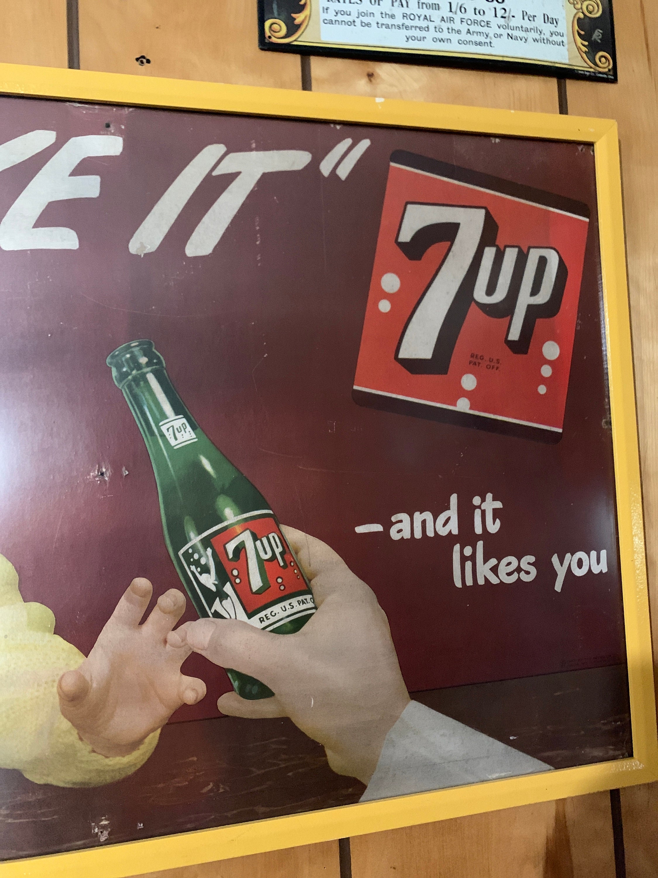 Original 1950s 7UP Cardboard Sign Framed 32 X 20 - Etsy