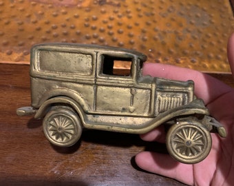 Vintage Brass Cast Model T Ford Sedan, Antique Brass Car Collectibles ...