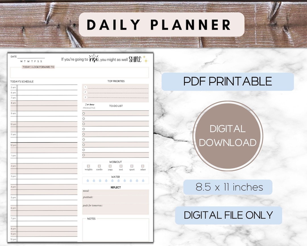 Daily Planner, Printable Planner, 5AM Planner, Daily Planner Template ...