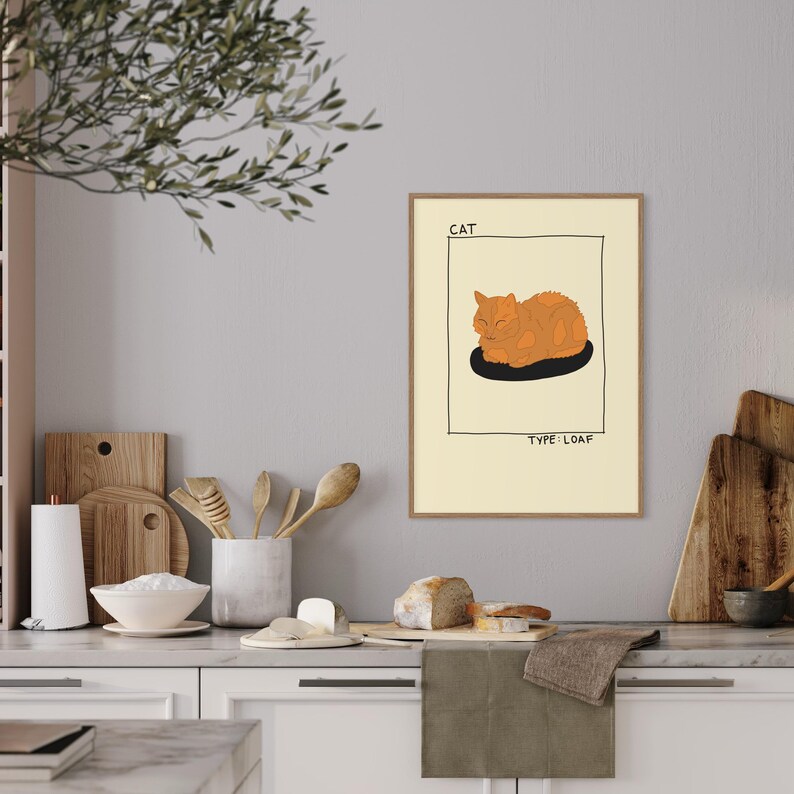 DIGITAL ART: Orange Cat Loaf Art Print, Wall Art for Cat Lovers ...
