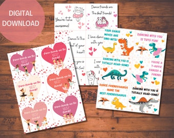 Dance Class Valentine Cards Printable Valentines for Dancers Instant ...