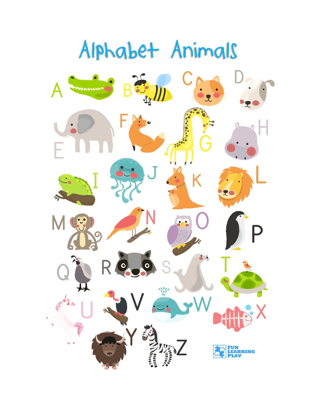 Printable Animal Alphabet for Learning Phonics. Digital Download - Etsy