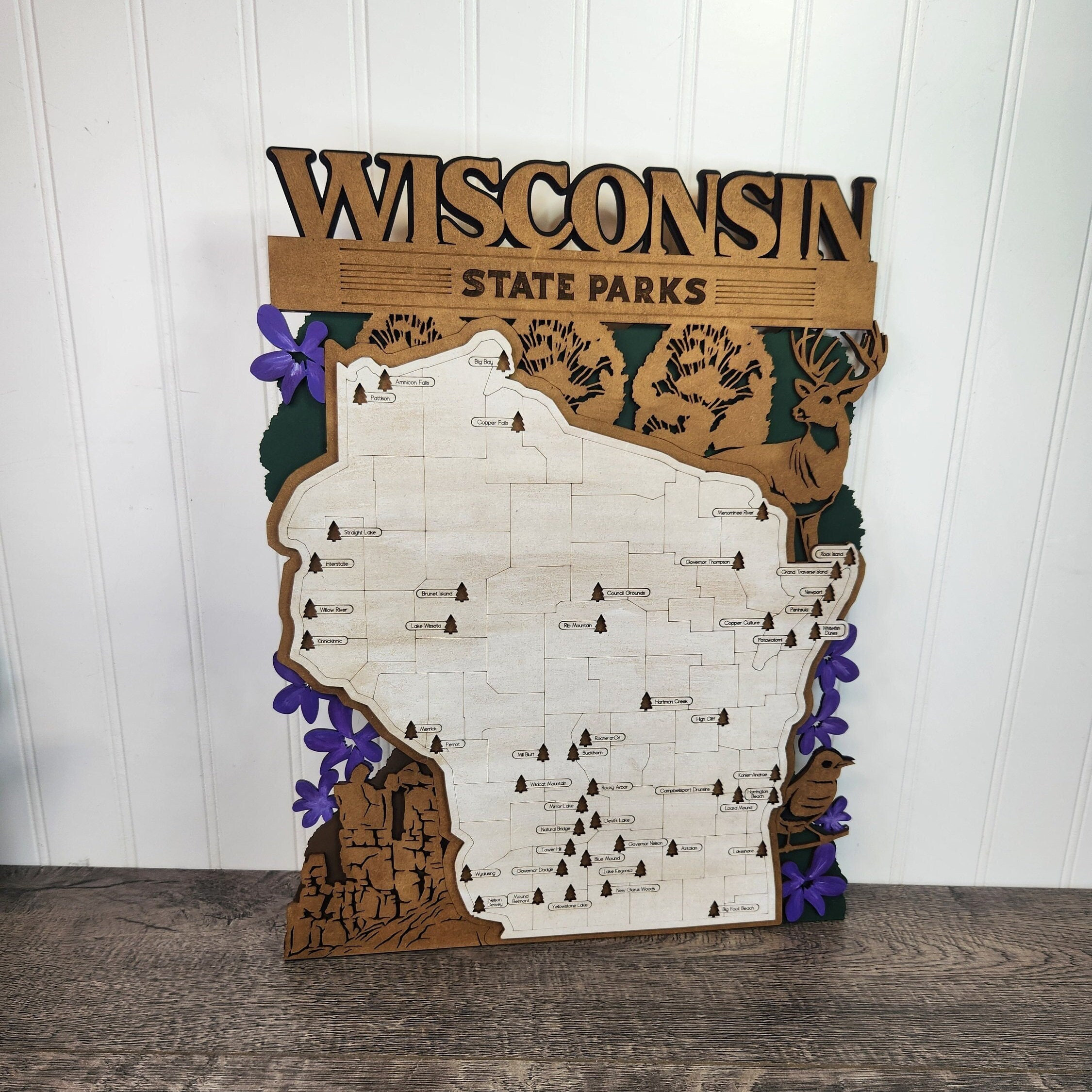 Wisconsin State Parks Map, Personalized Wisconsin State Park Travel Map ...