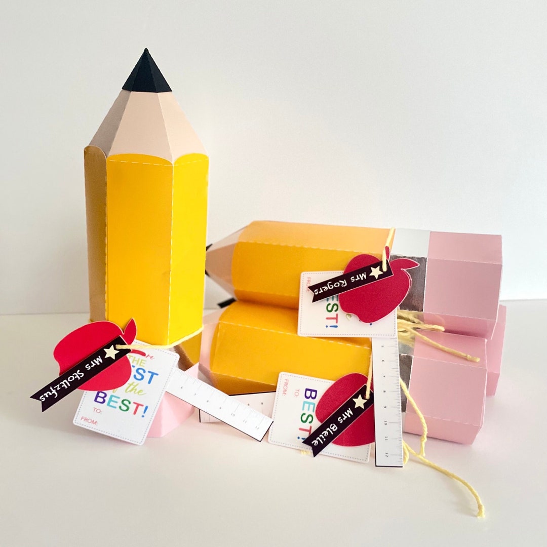 3D School Pencil Paper Gift Boxes Perfect for Back to School Goodie ...