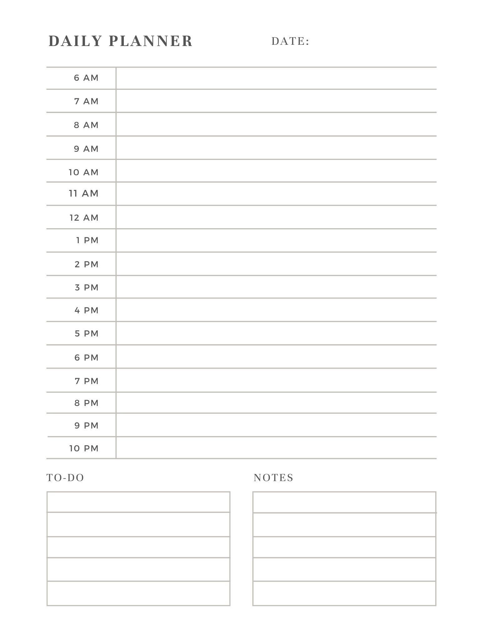 Daily Planner Minimalist Printable, Daily Notes, To-do List, Instant ...
