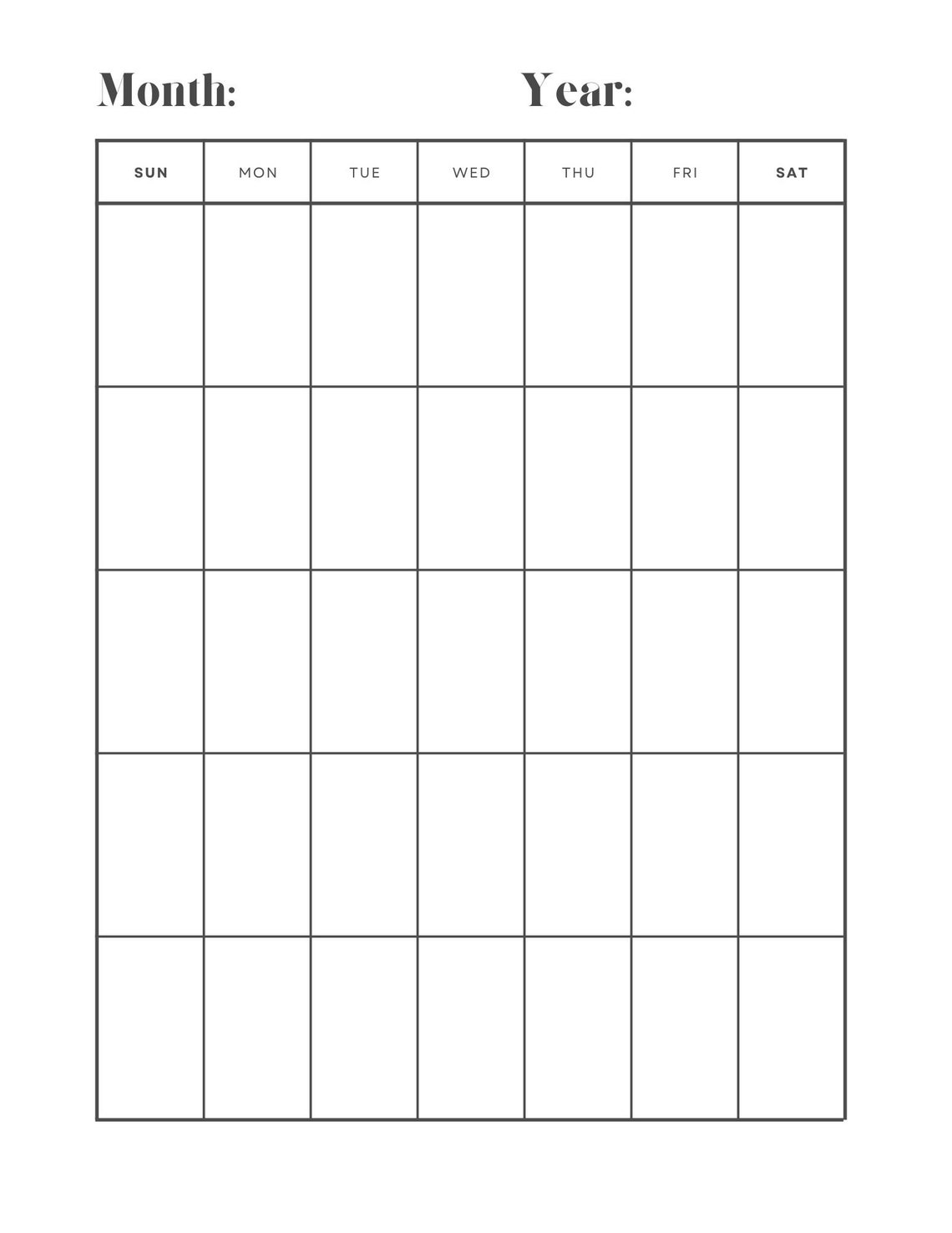 Minimal Monthly Calendar Planner, Printable, Downloadable - Etsy