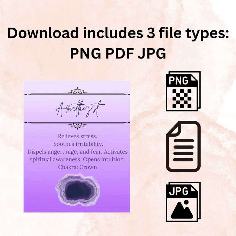 Amethyst Crystal Meaning Card | Personal or Business Use | Digital or ...