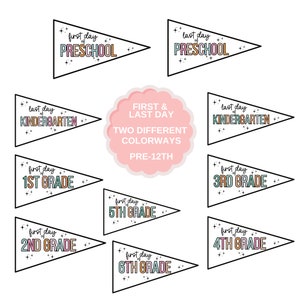 First and Last Day of School Flags, Printable Back to School Pennant ...