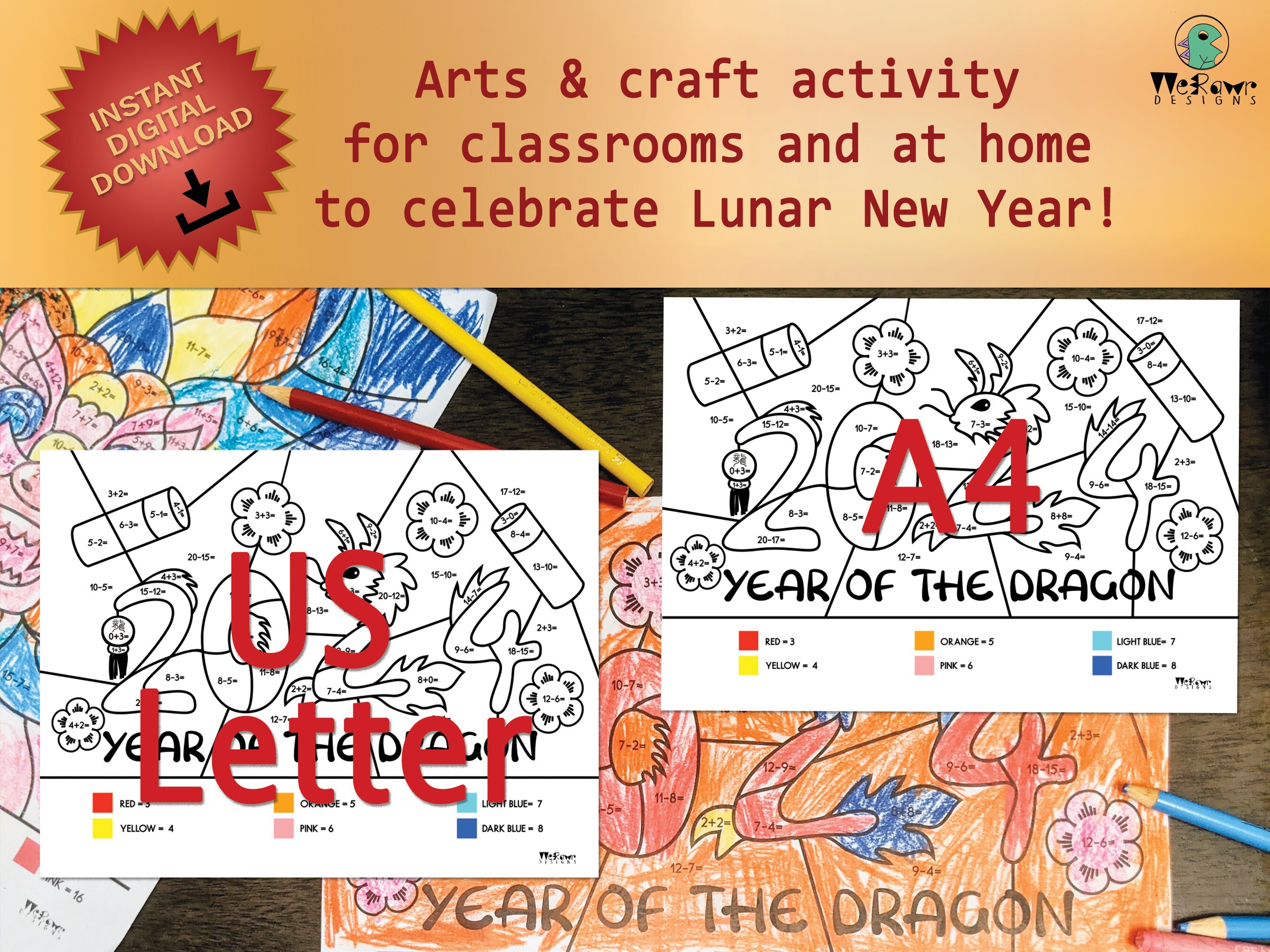 Chinese New Year Digital Activity Sheets, 1st Grade Math Color by ...