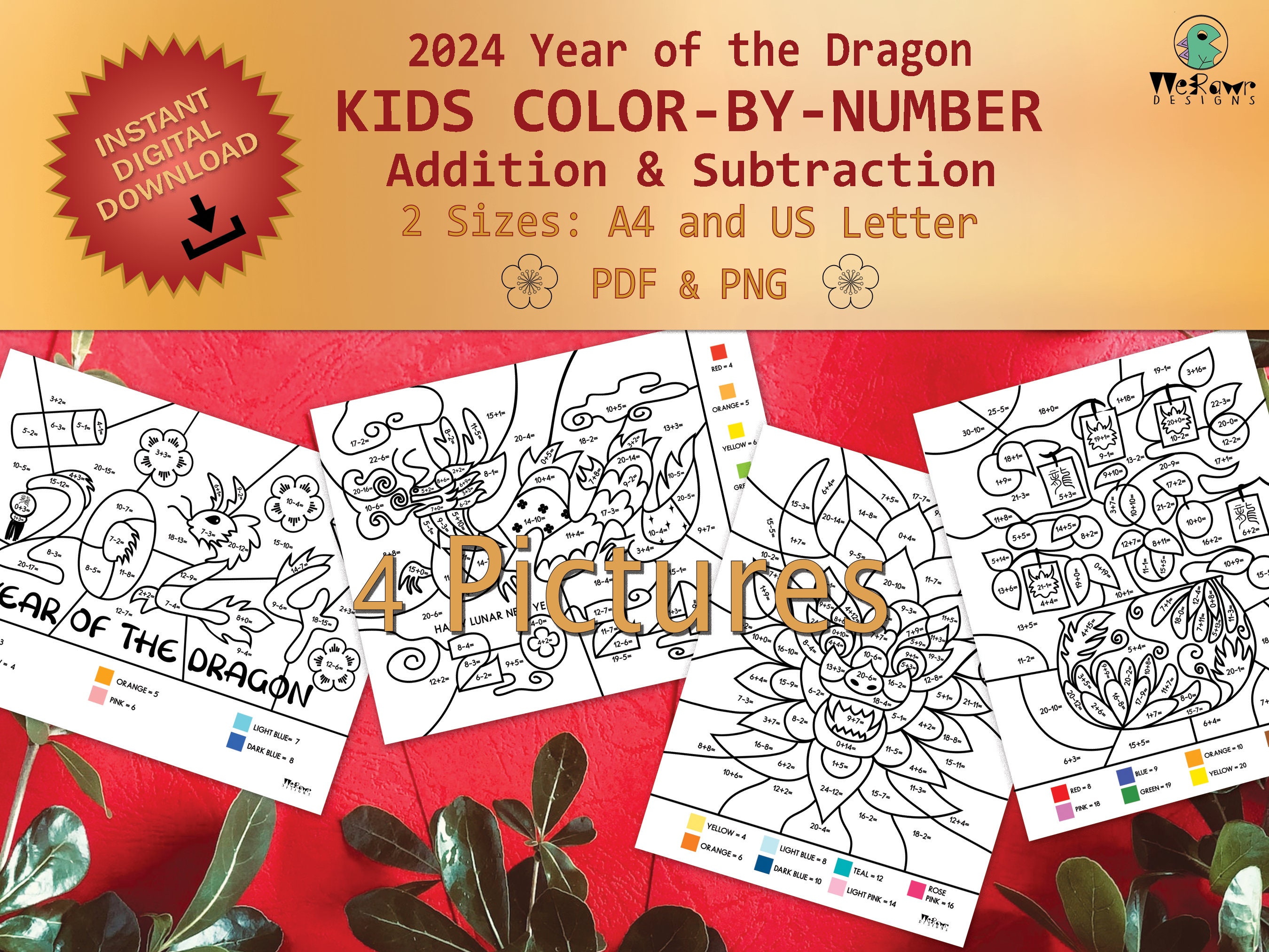 Chinese New Year Digital Activity Sheets, 1st Grade Math Color by ...