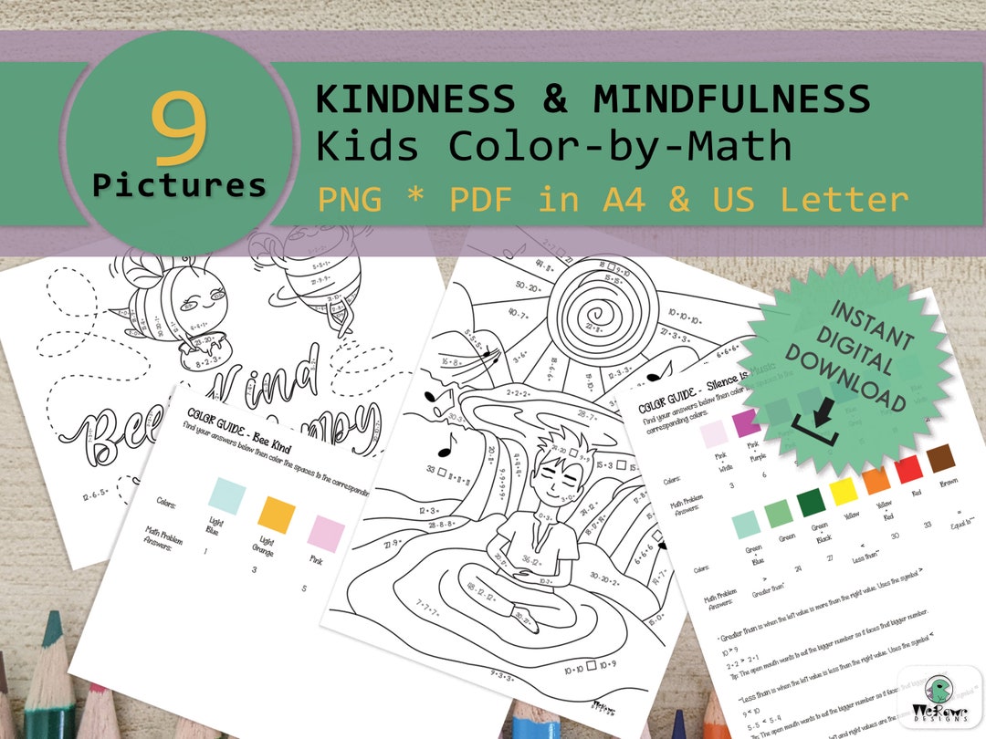 Kids Color-by-math Coloring Book, Kindness, Mindfulness & Self-love, K ...