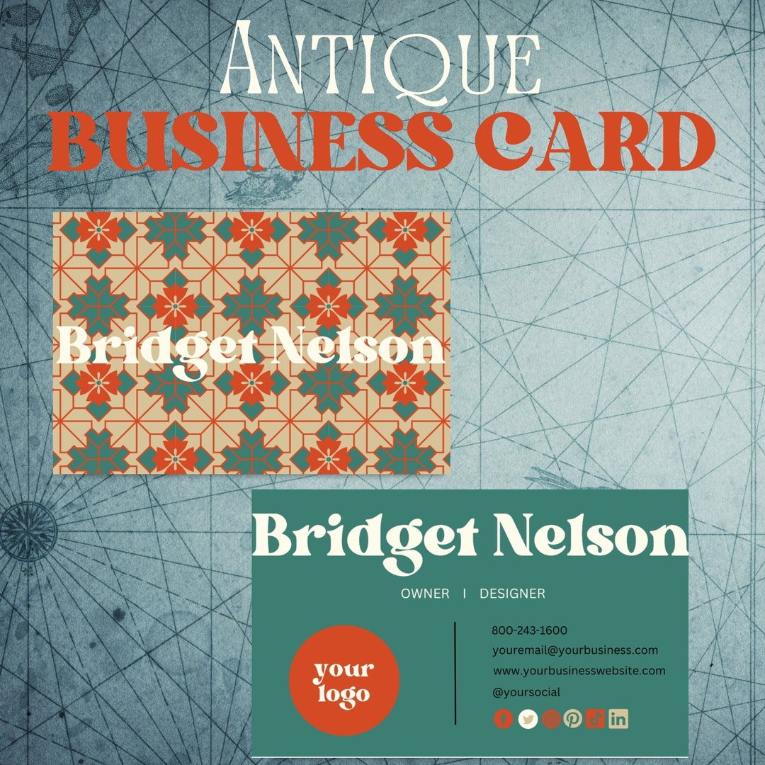 Antique Business Card, Editable,, DIY Calling Card, Vintage Business ...