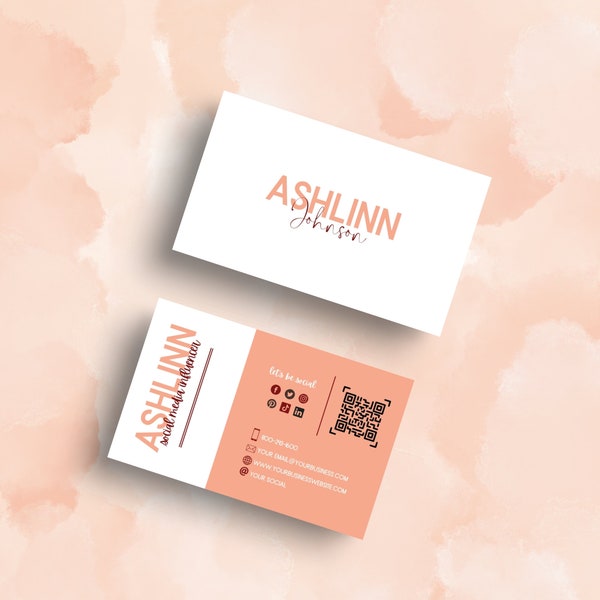 Peach Qr Code Card - Etsy