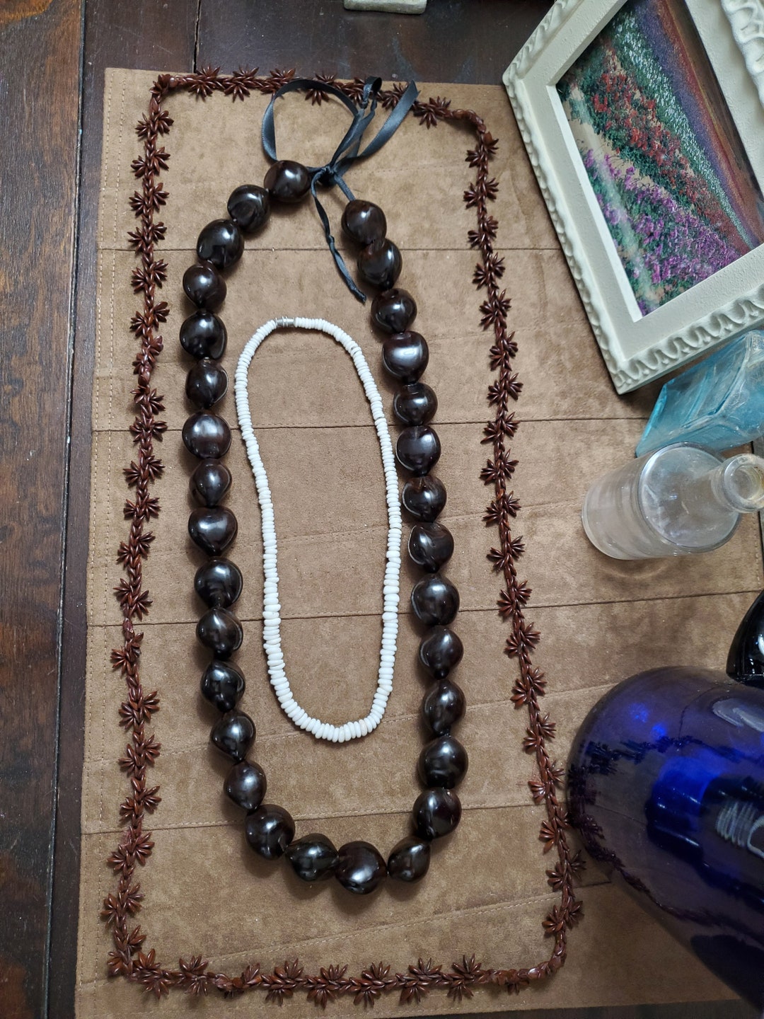 3 Hawaiian Leis Necklaces Vintage #1 Kukui Nut Hawaiian Lei #2 Puka ...