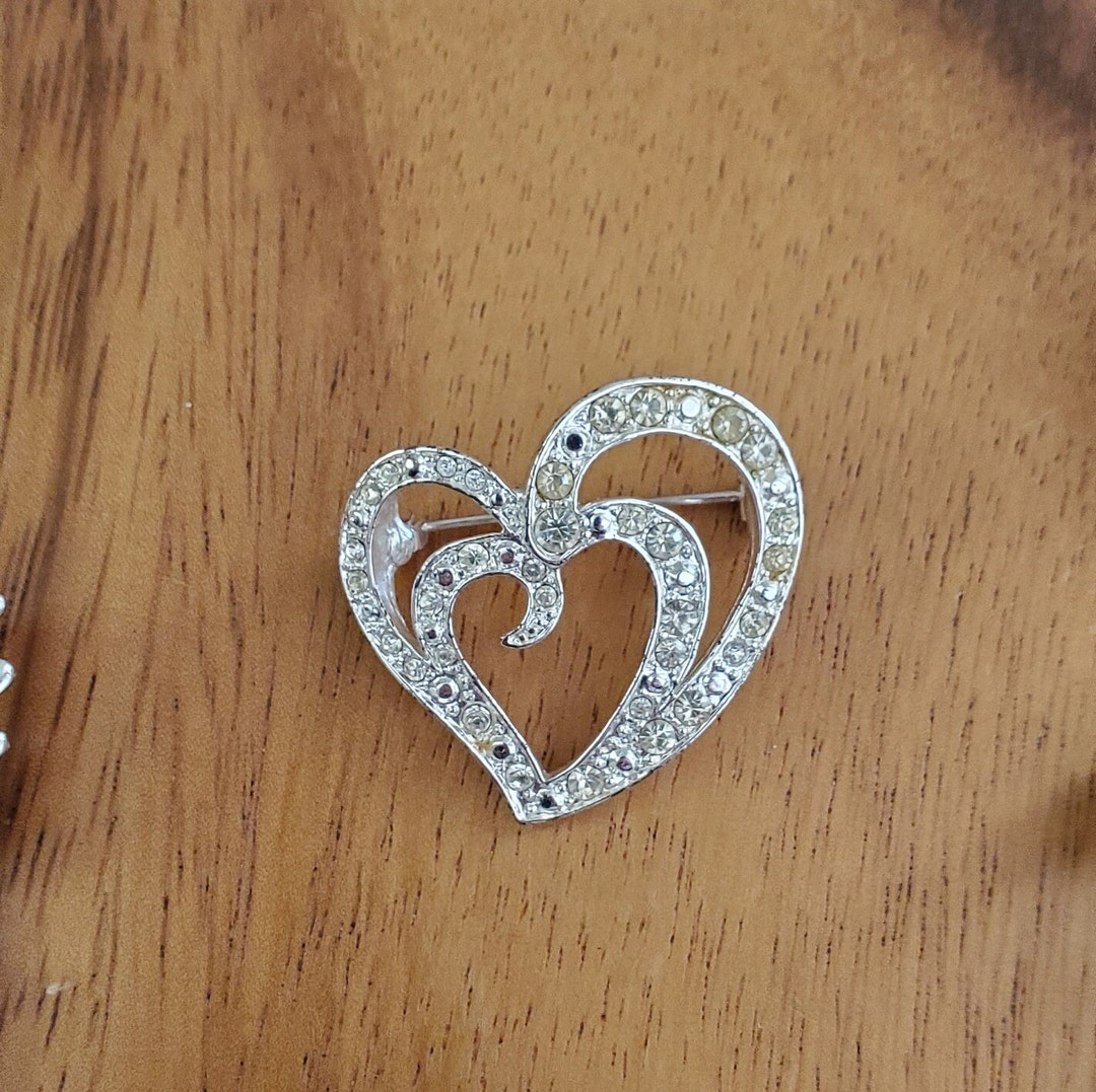 Vintage Broach Two Hearts for Weddings Evenings Out Dress Up,office ...