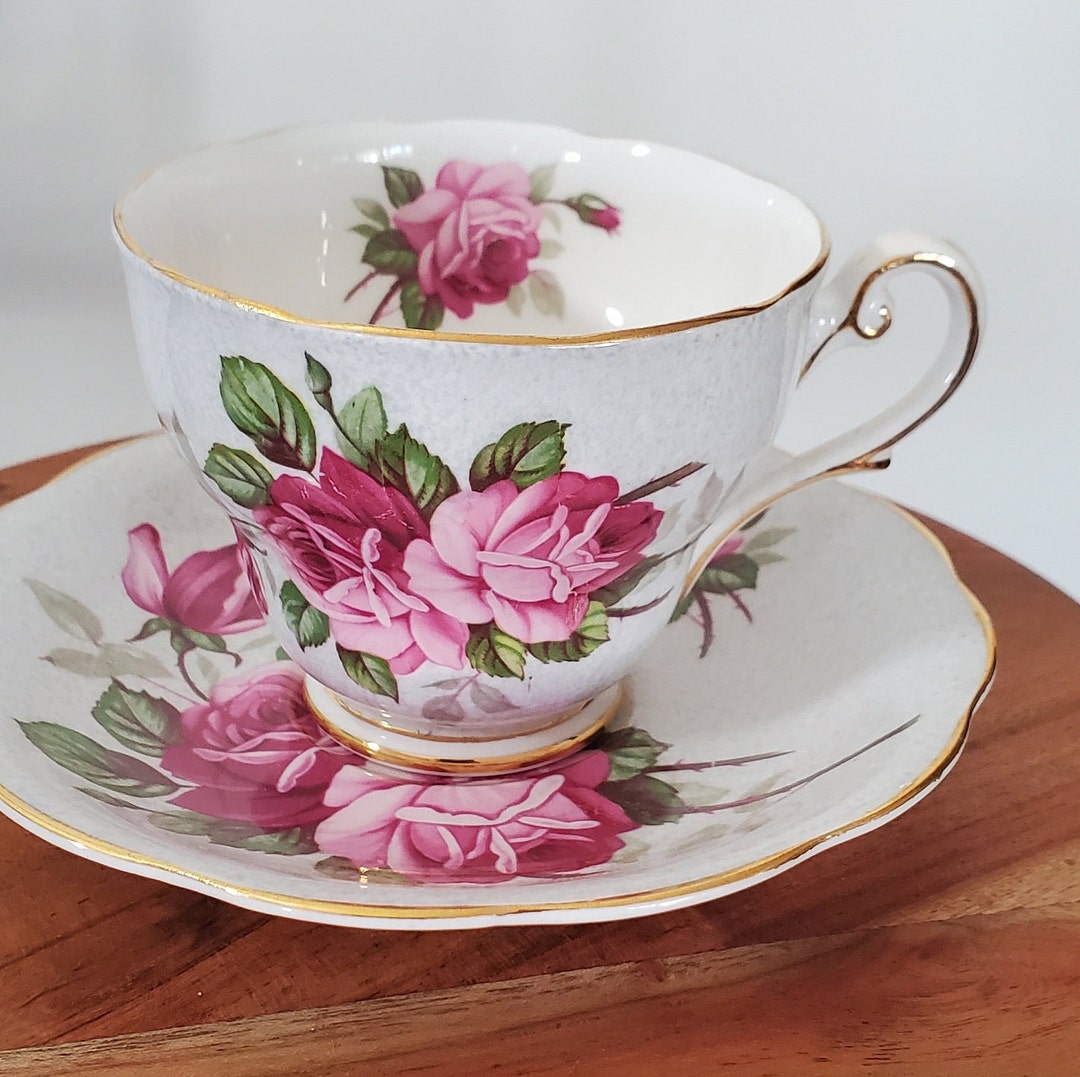 Teacup and Saucer Royal Standard England Bone China Marble Gray, Double ...