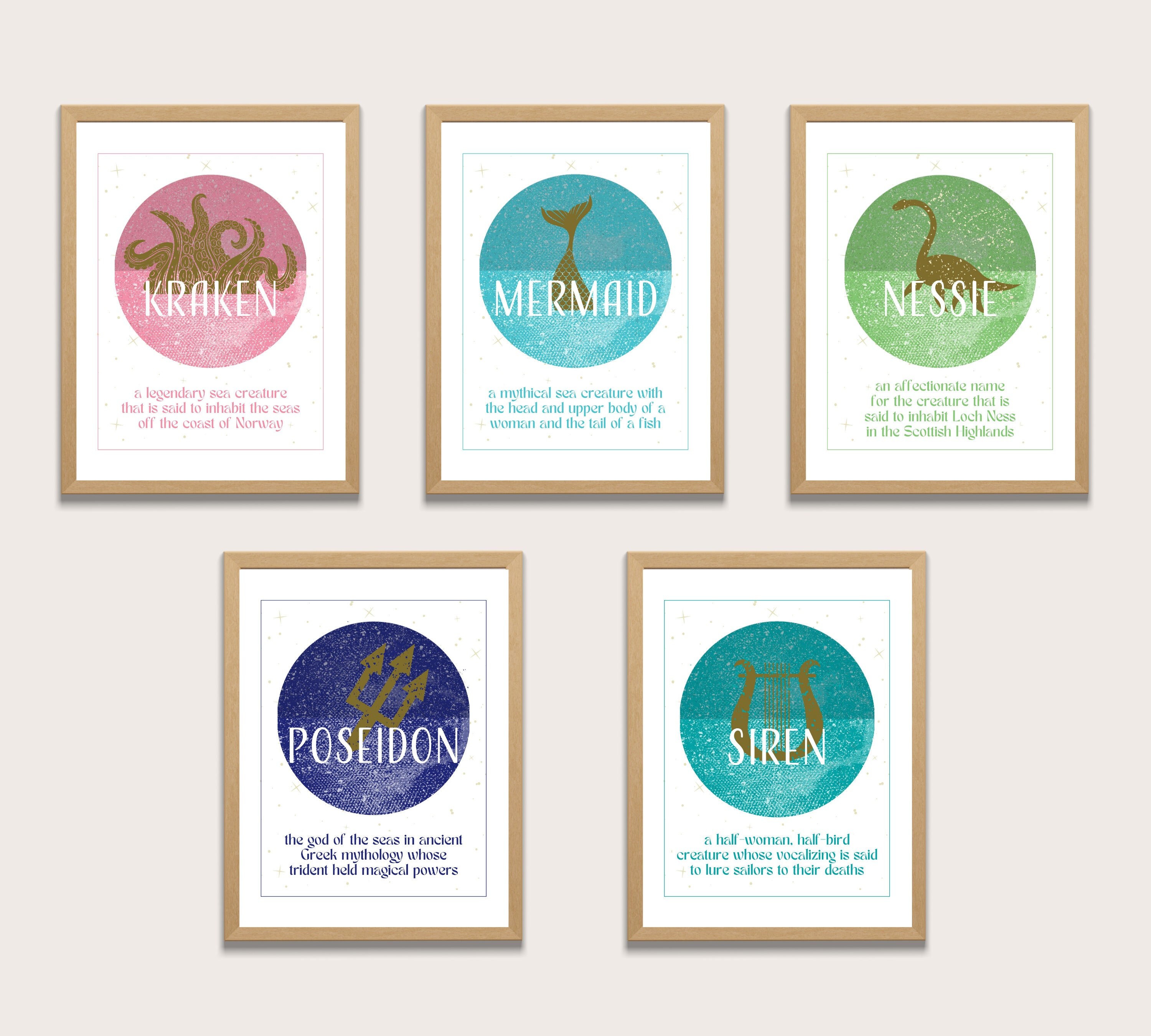 Mythical Creatures Wall Art Digital Printable | Instant Download - Etsy
