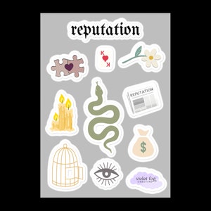Taylor Swift Sticker Sheet, Reputation Album, Scrapbooking Supplies ...