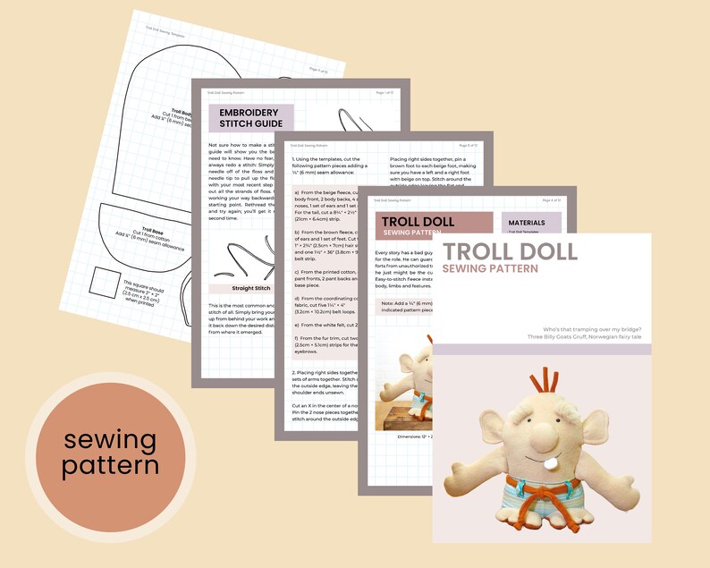 Troll Doll Sewing Pattern PDF - Etsy