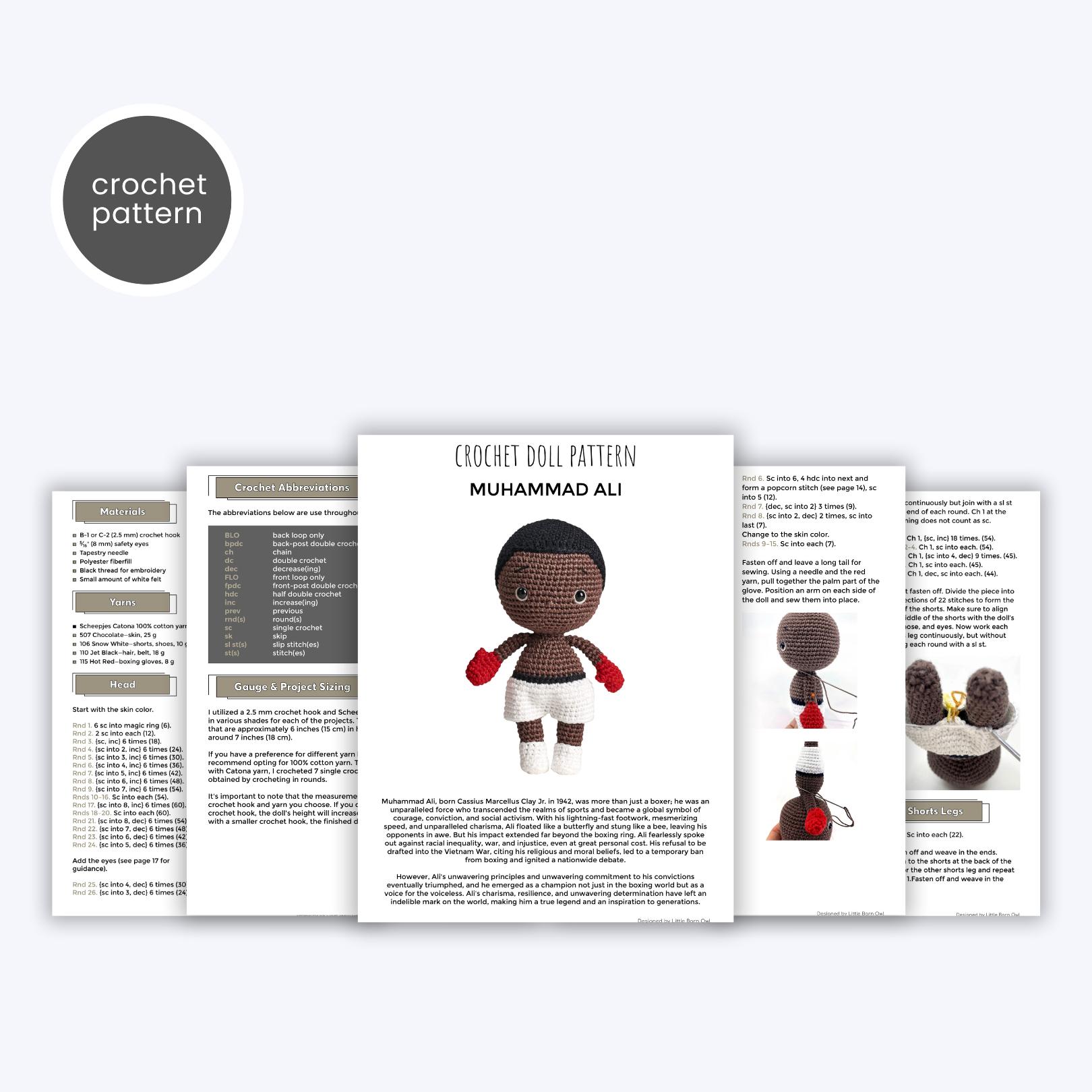 Muhammad Ali Crochet Pattern PDF Amigurumi Boxer Pattern Crochet Icon ...