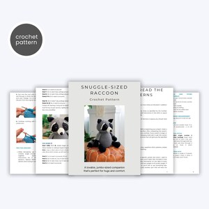 Large Raccoon Crochet Pattern Snuggle-sized Amigurumi Stuffed Animal ...