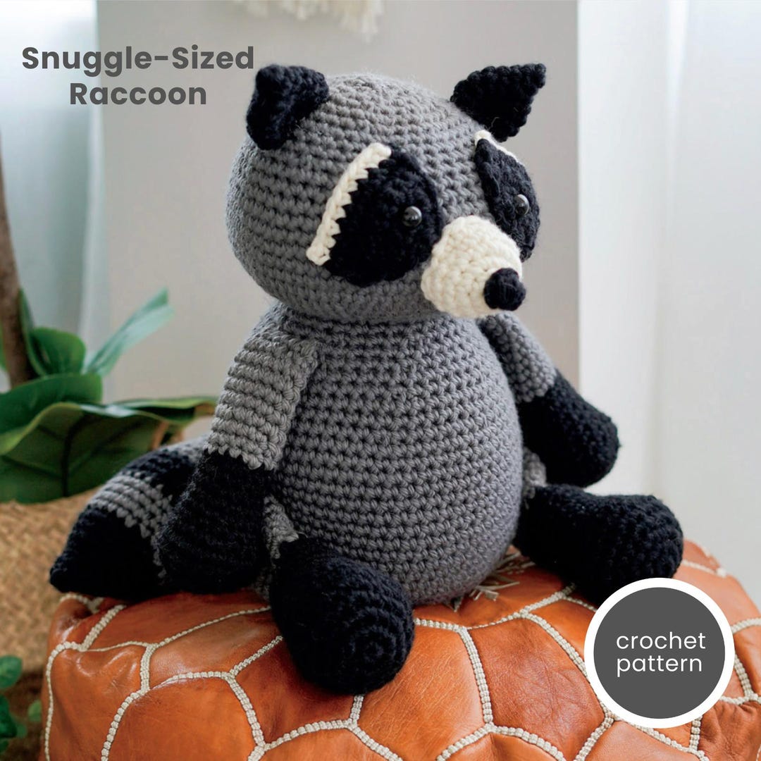 Large Raccoon Crochet Pattern Snuggle-sized Amigurumi Stuffed Animal ...