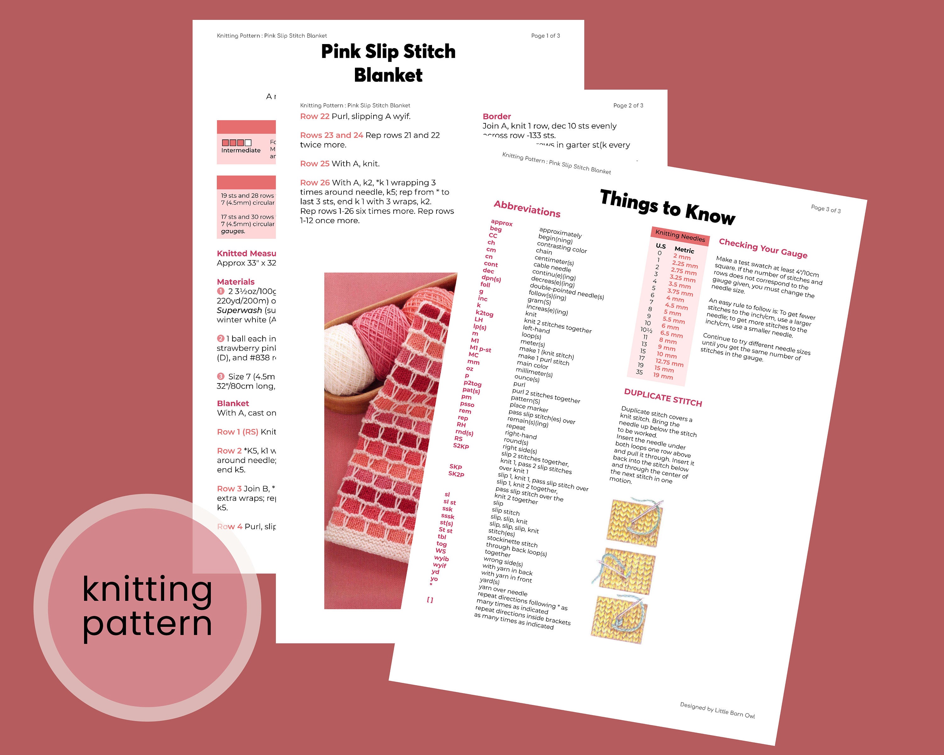 Pink Slip-stitch Afghan Baby Blanket Knitting Pattern PDF - Etsy