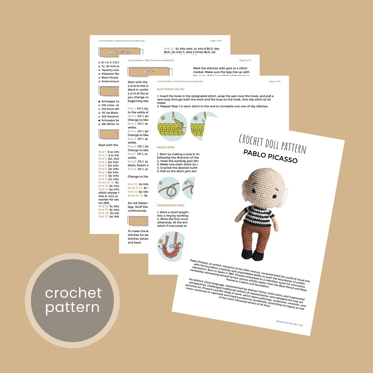 Pablo Picasso Crochet Pattern PDF - Etsy