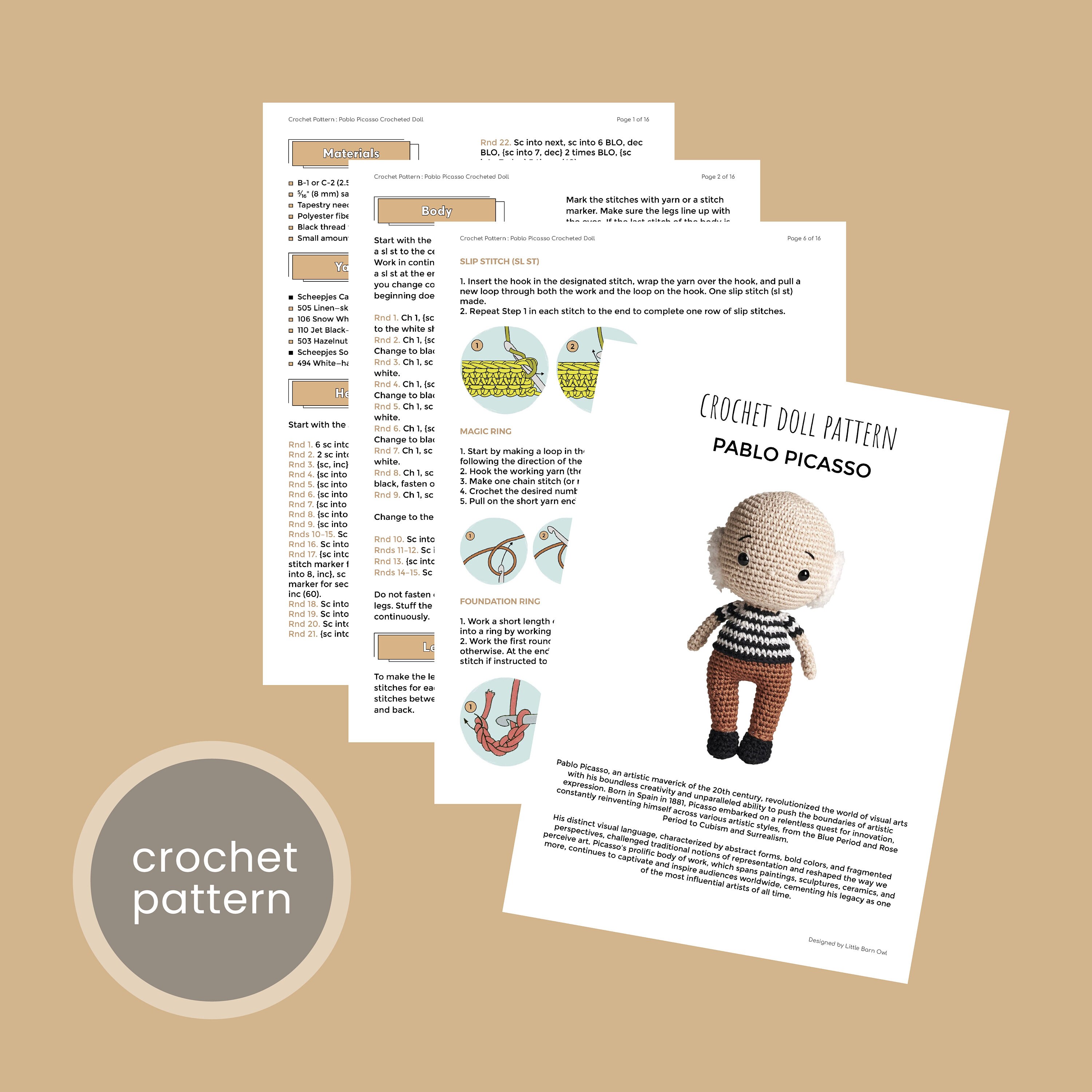 Pablo Picasso Crochet Pattern PDF - Etsy