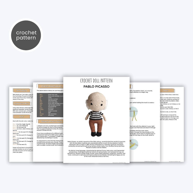 Pablo Picasso Crochet Pattern PDF - Etsy