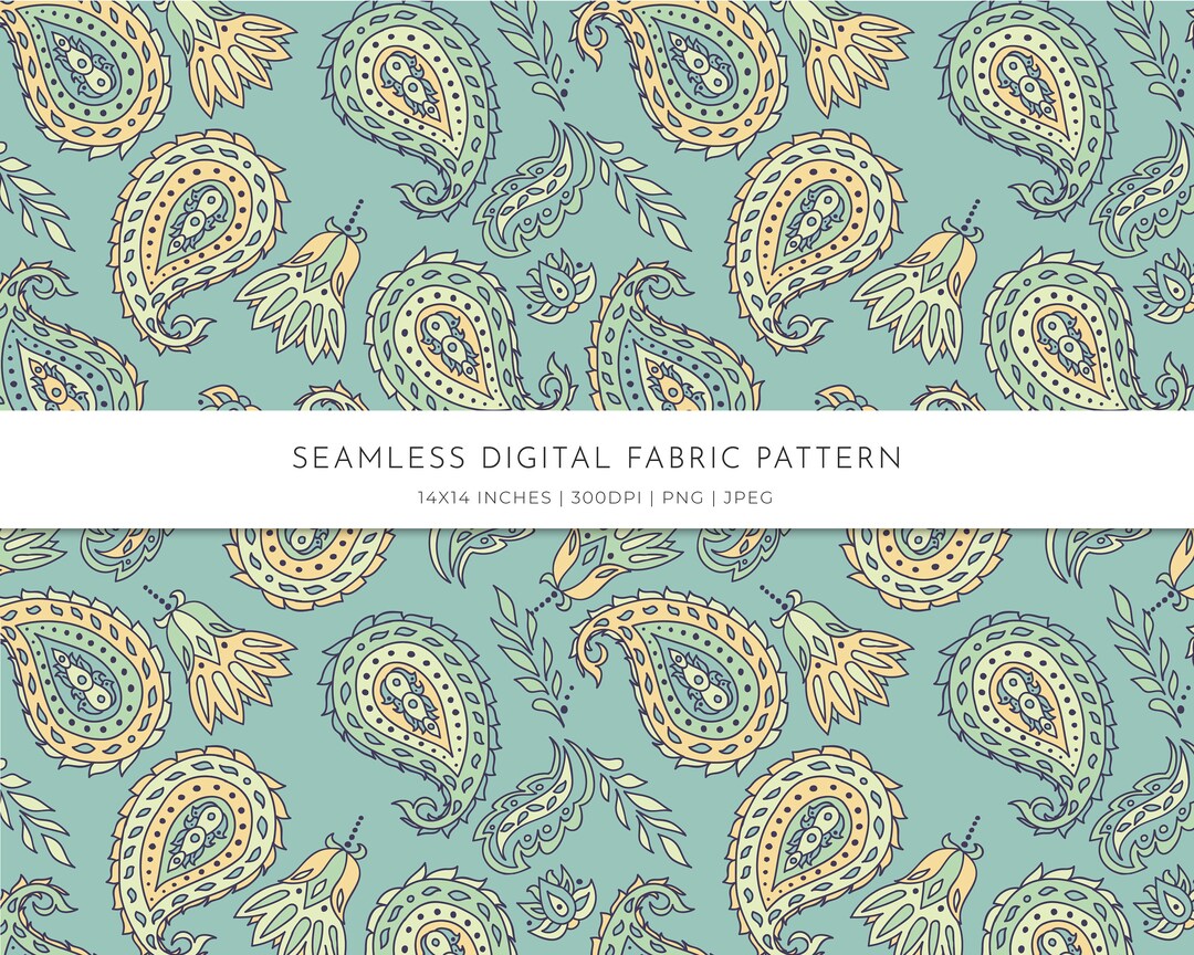 Harvest Sunset Paisley Seamless Pattern Fabric Printing for Personal ...