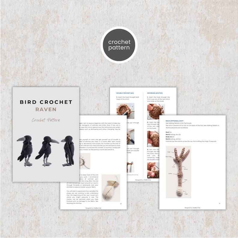 Amigurumi Crochet Raven Pattern PDF Beginner-friendly Step-by-step ...