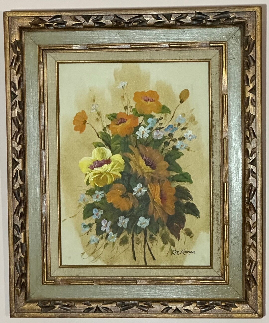 Original Floral Oil on Canvas Painting by Liz Rowan - Etsy