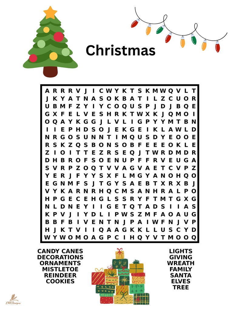 Holiday Word Search for Kids Perfect for Parties or Classrooms - Etsy