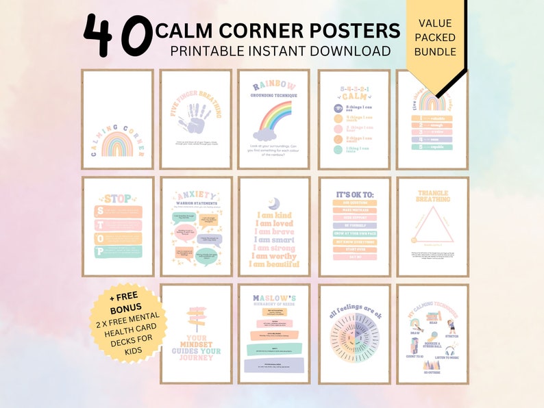 Calming Corner Posters Pastel, Calm Corner Worksheet, Calm Down Corner ...