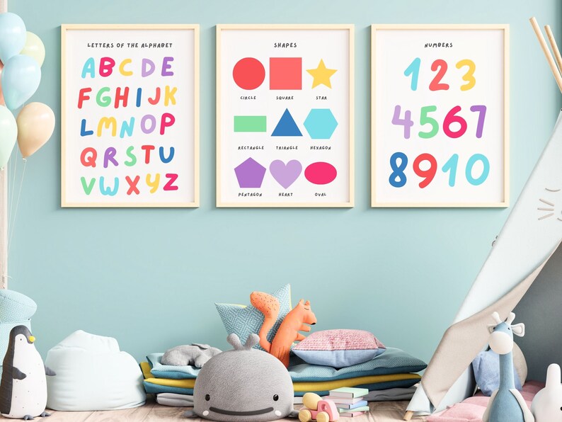 8 Montessori Posters Playroom Decor Preschool Educational Bundle ...