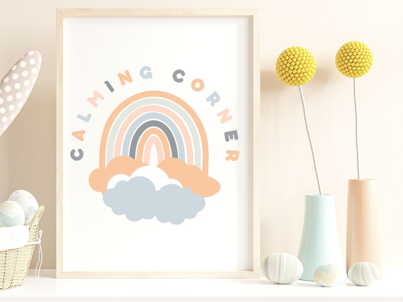 Calming Corner Sign Boho Rainbow Elementary Classroom Calm - Etsy