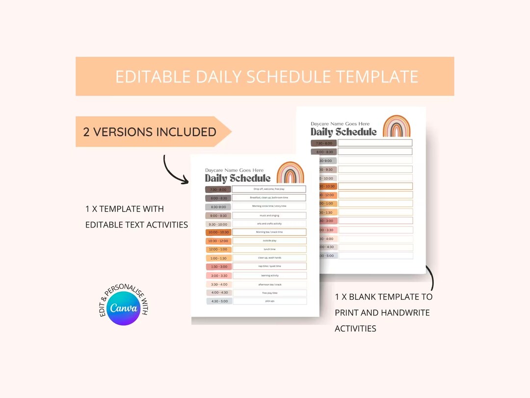 Daily Daycare Schedule, Daycare Forms, Daycare Provider, Home Daycare ...
