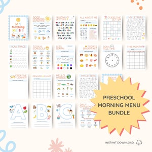 Preschool Morning Menu Printable, Homeschool Preschool, Preschool ...