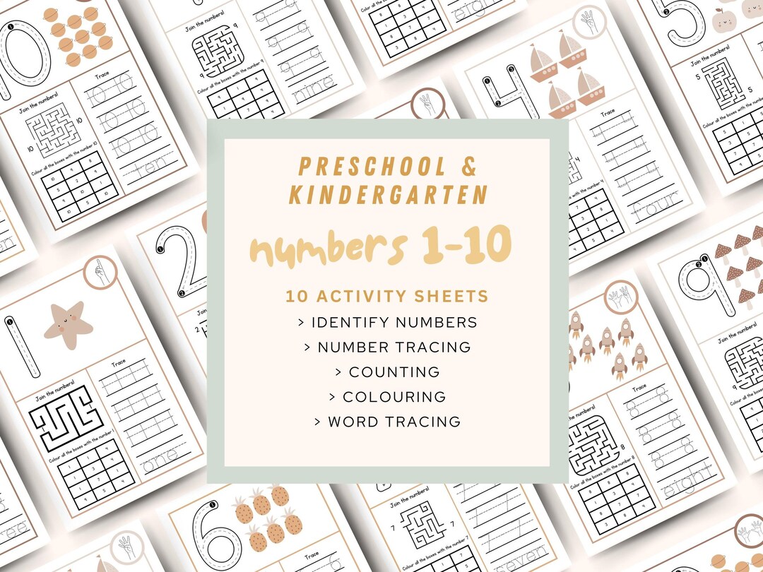 1-10, Number Tracing, Handwriting Practice, Kindergarten Worksheets ...