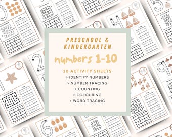 1-10, Number Tracing, Handwriting Practice, Kindergarten Worksheets ...