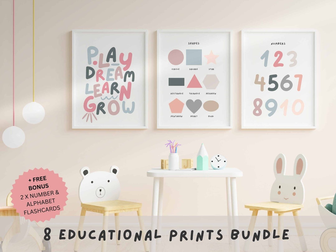 Montessori Posters Playroom Decor Preschool Educational Bundle Posters ...