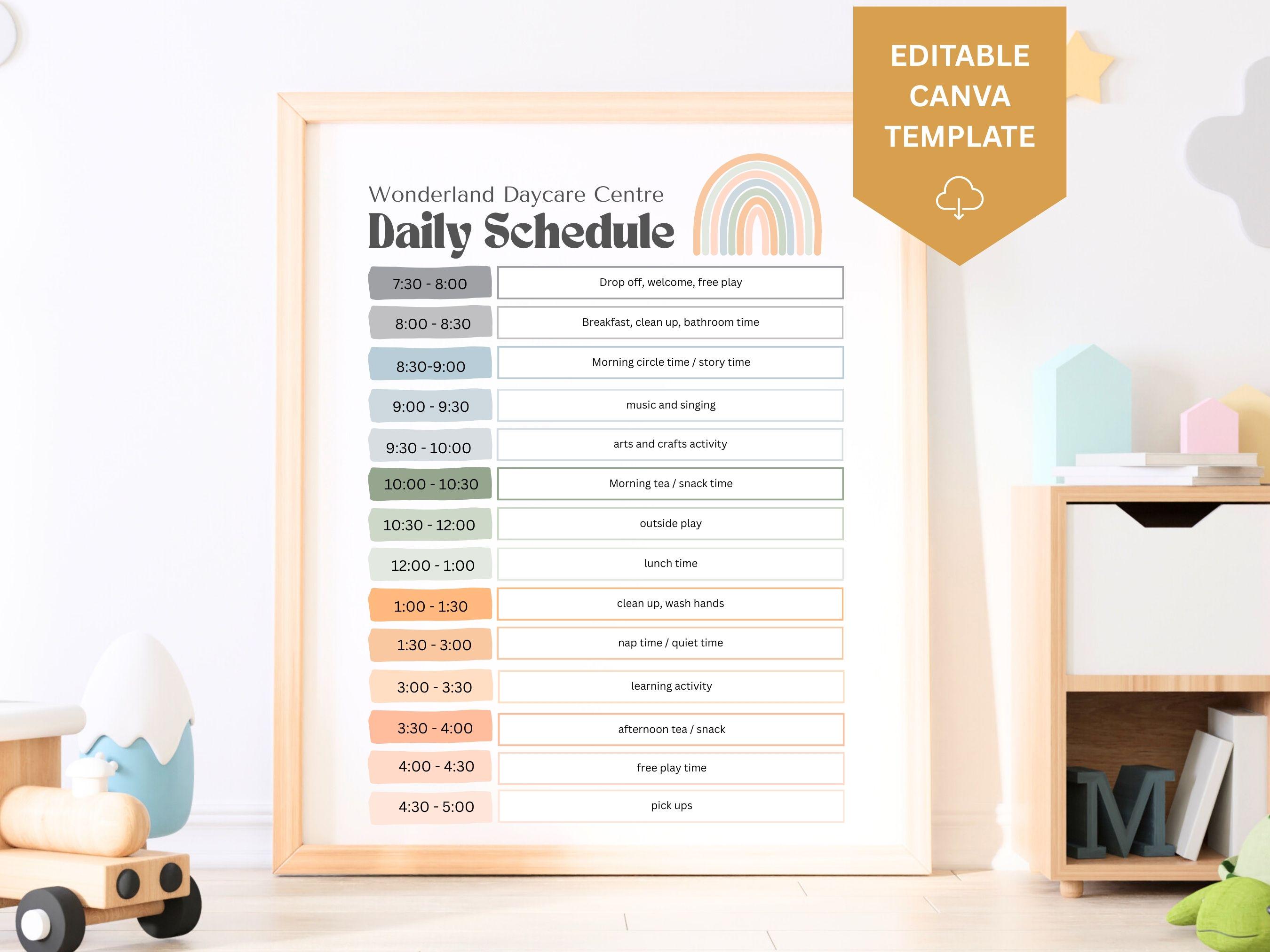 Daily Daycare Schedule, Daycare Forms, Daycare Provider, Home Daycare ...