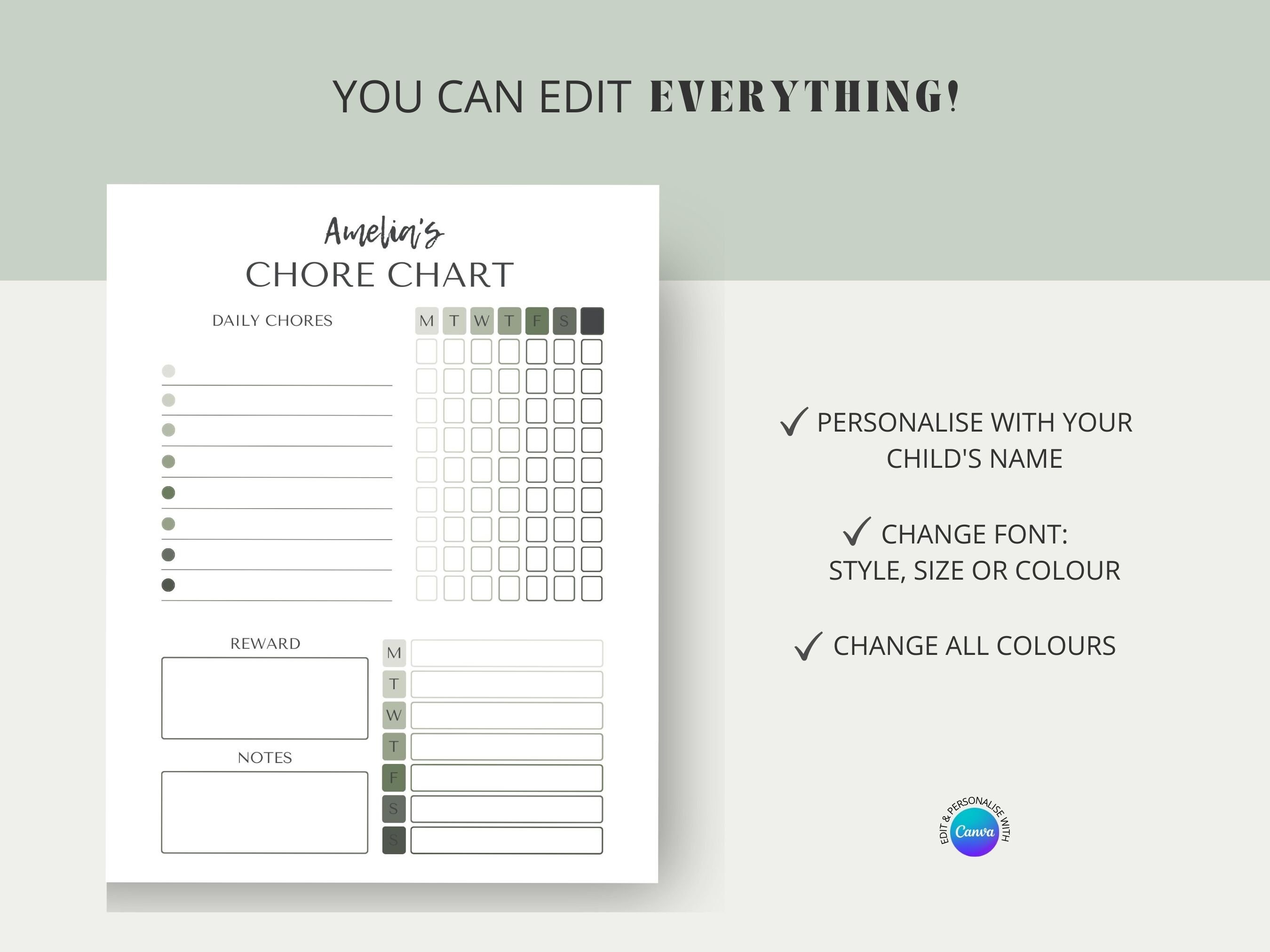 Editable Reward Chart for Kids, Reward Chart Bundle, Kids Behaviour ...